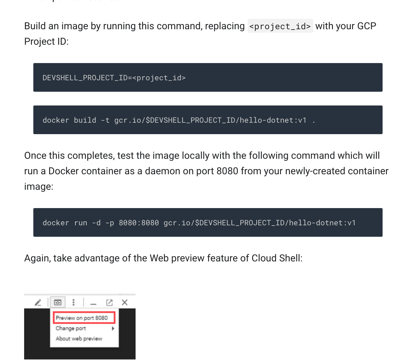 [Lab: Deploy ASP.NET Core App to Kubernetes Engine] Step: Package app ...