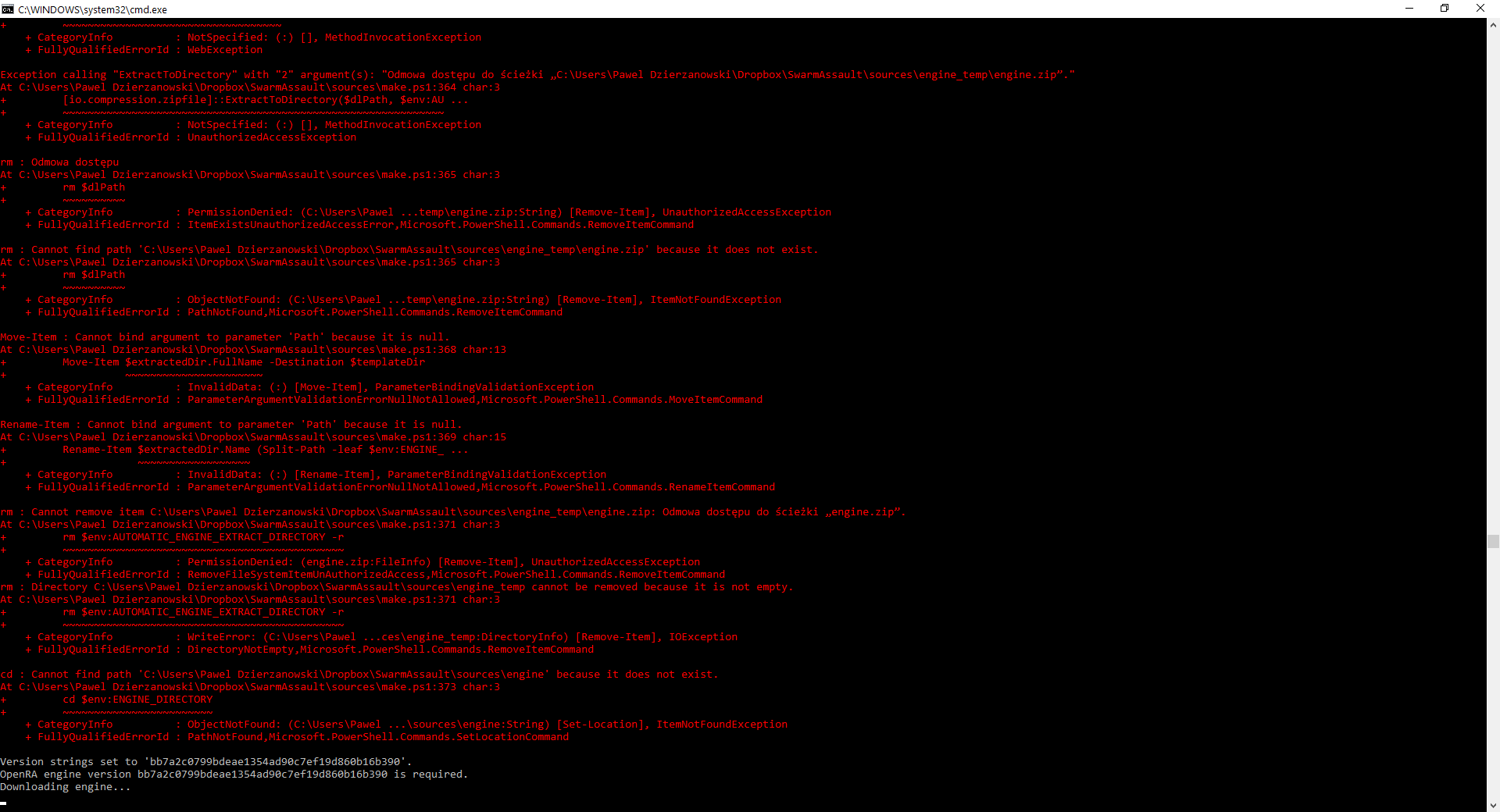 Fail to download a new engine · Issue #153 · OpenRA/OpenRAModSDK · GitHub