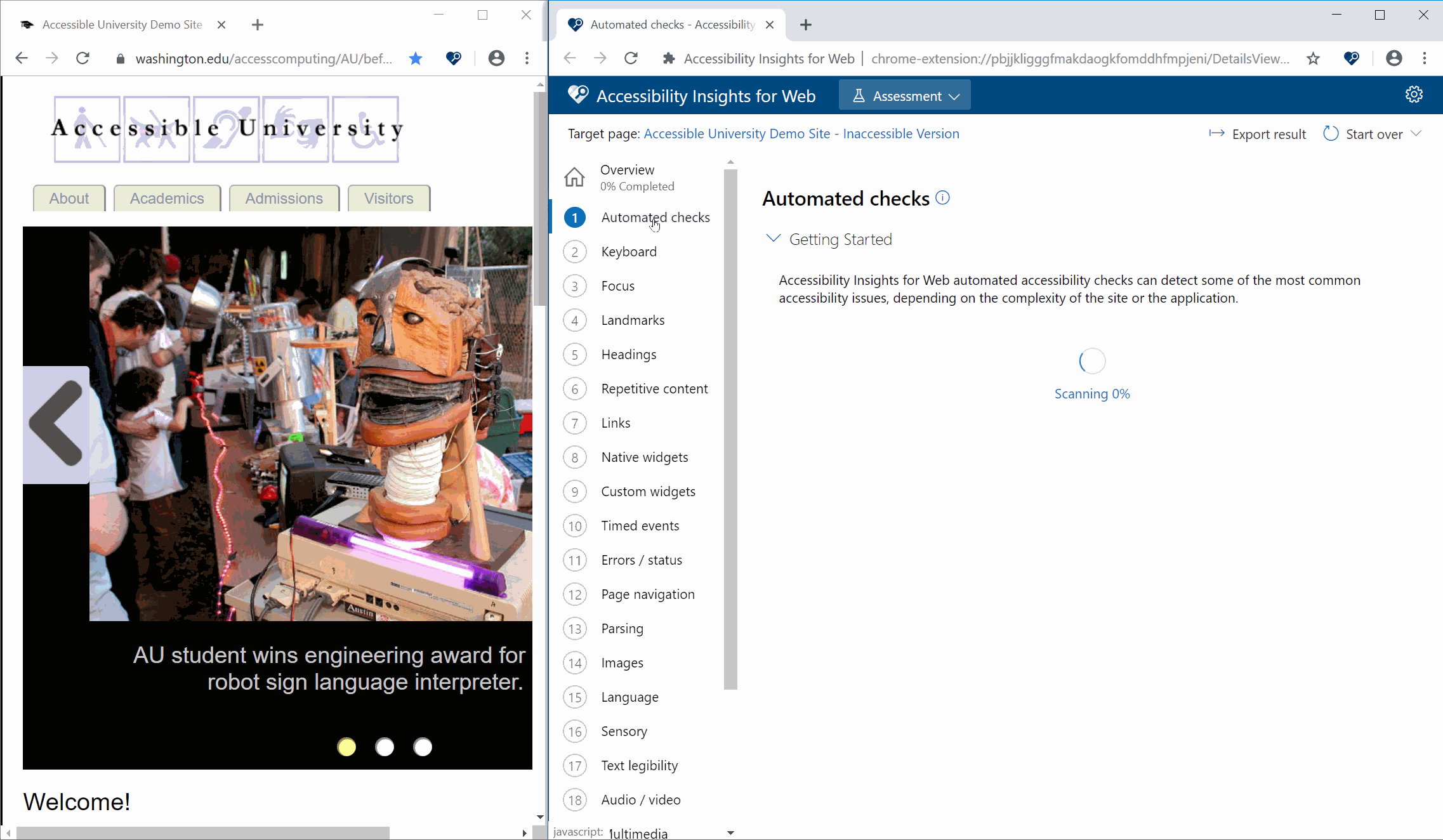 Visual Helper toggle in Assessment > Automated Checks not toggling target page highlights ...