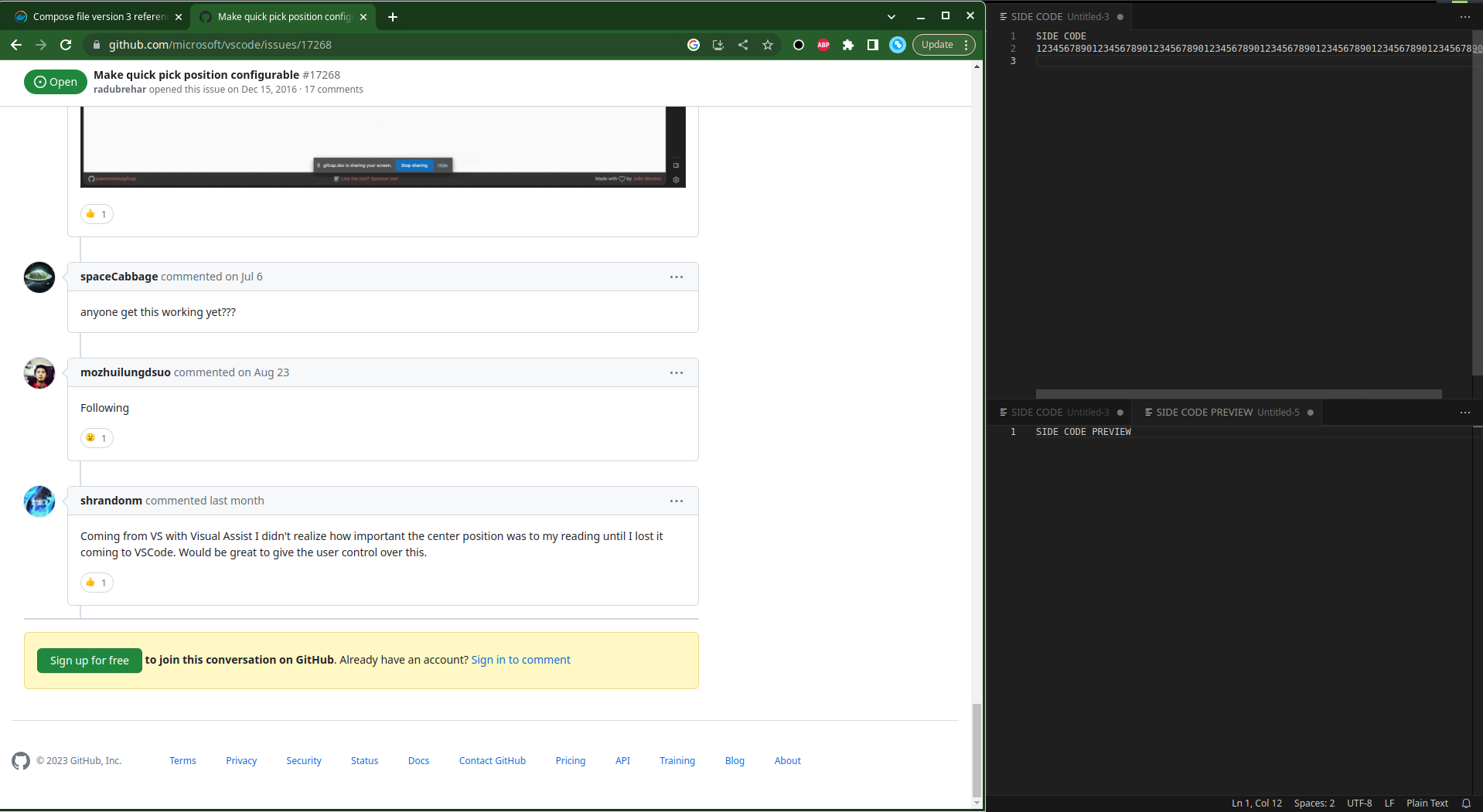 Make quick pick position configurable · Issue #17268 · microsoft/vscode · GitHub