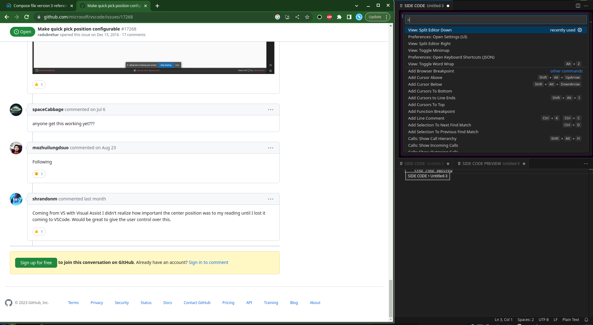Make quick pick position configurable · Issue #17268 · microsoft/vscode · GitHub