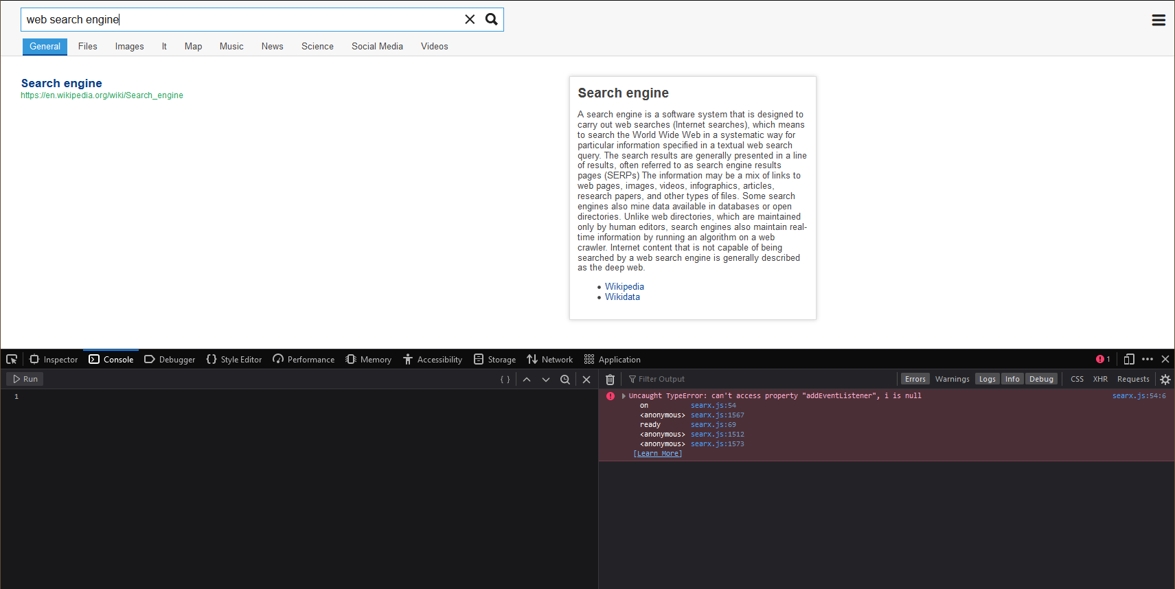 The site has JS console errors · searx searx · Discussion #2698 · GitHub