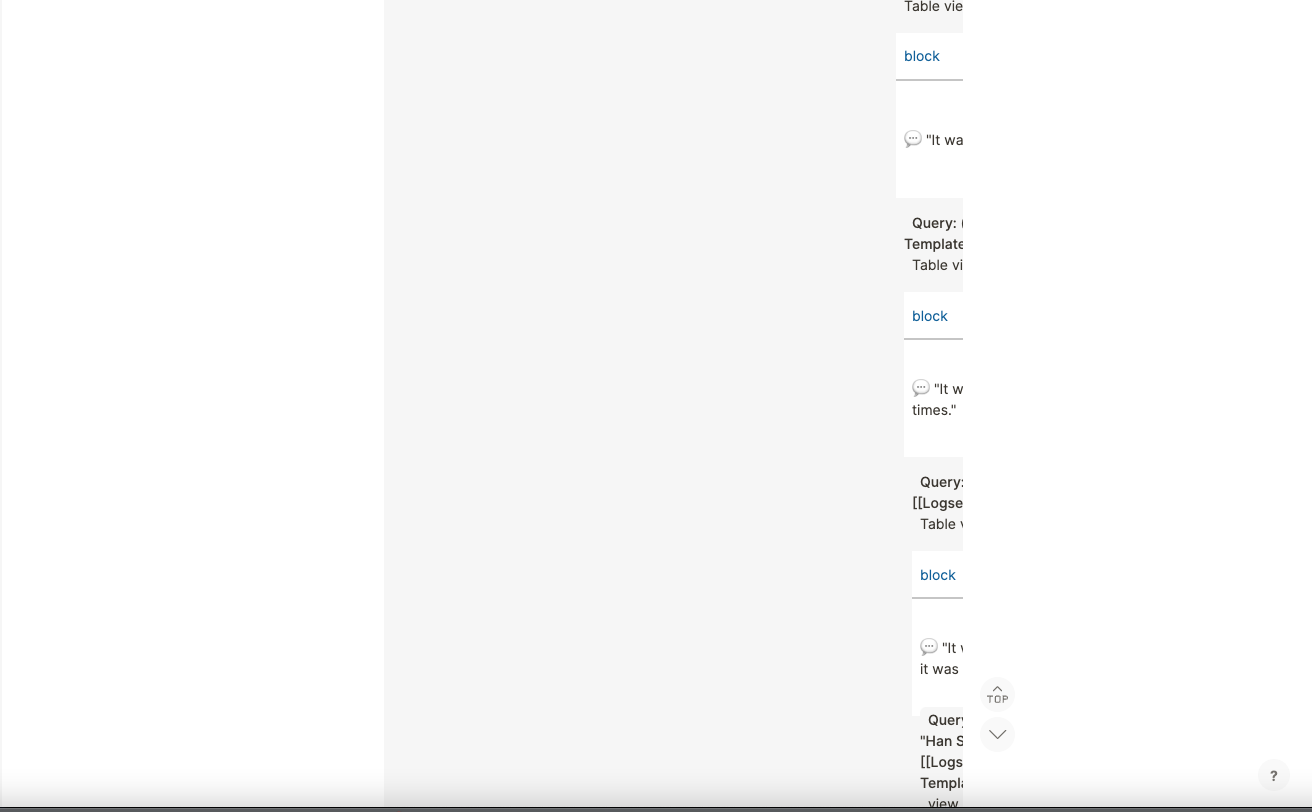 Switching to tables with a "💬" query causes multiple bugs · Issue #6928 · logseq/logseq · GitHub