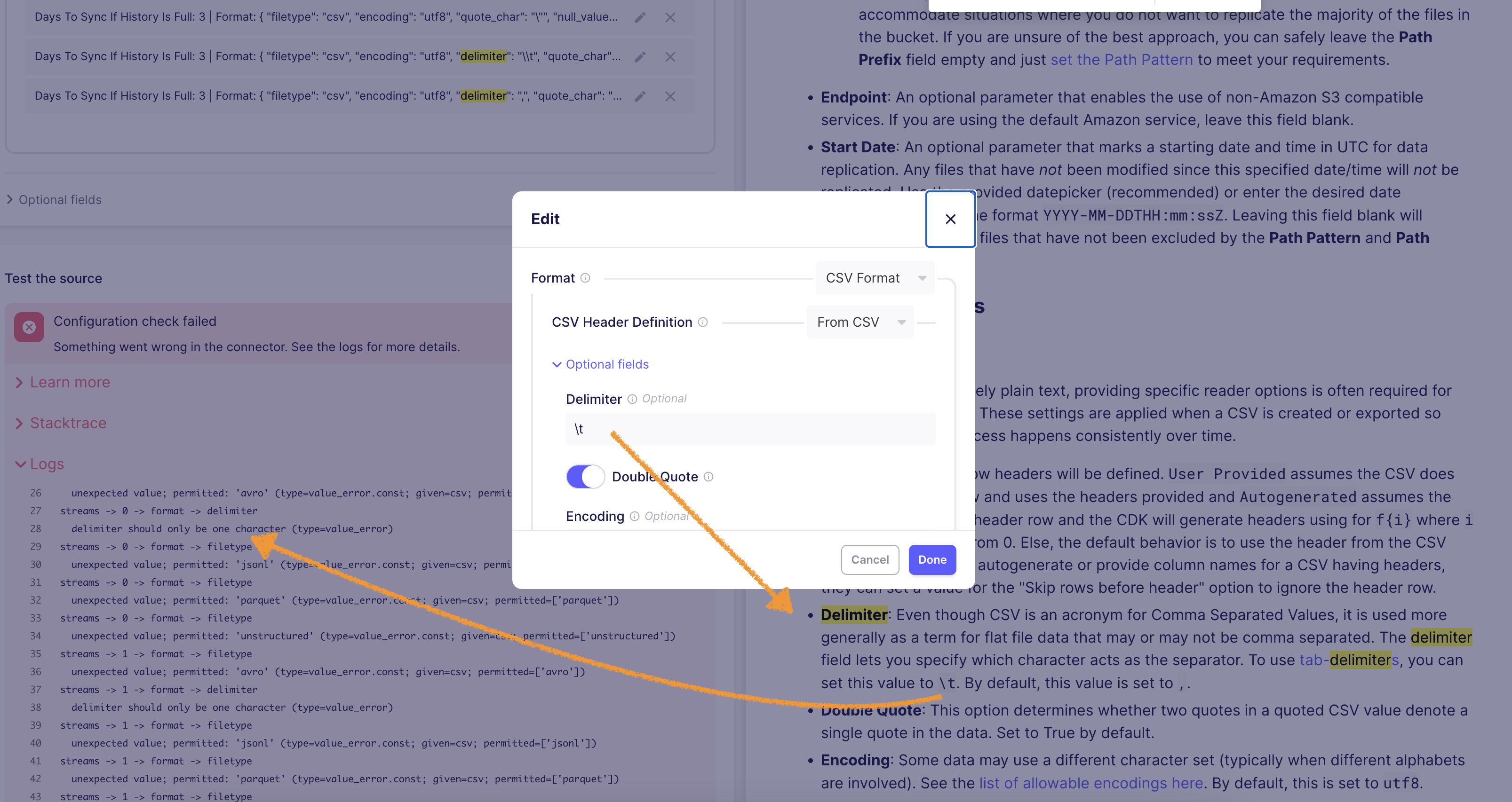 source-s3 no longer supports tab-delimited (TSV) configurations · Issue #32447 · airbytehq ...