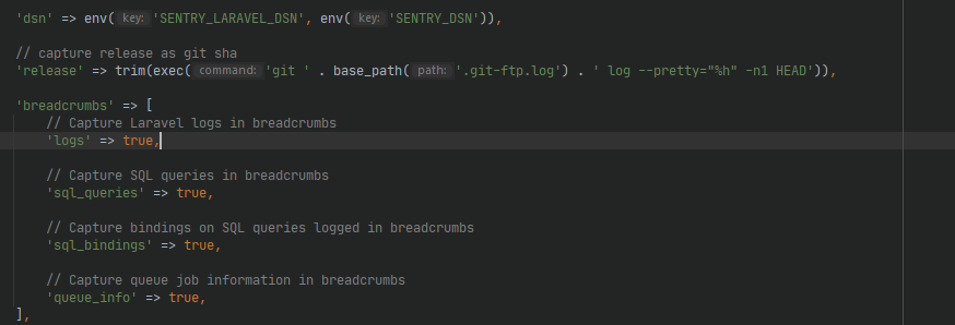 Release tracking for commits. · Issue #426 · getsentry/sentry-laravel · GitHub