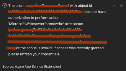 AuthorizationFailed error - "Microsoft.Web/serverfarms/write" with "Create" · Issue #2040 ...