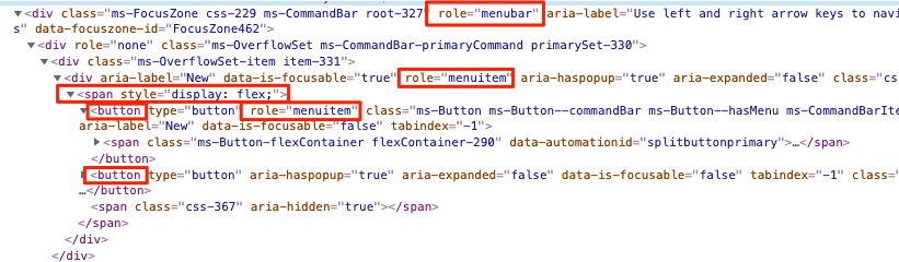 CommandBar split buttons not accessible to screenreader users, axe-core errors · Issue #16584 ...