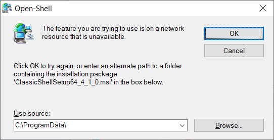 Open Shell installer can't replace Classic Shell after Win10 Upgrade ...
