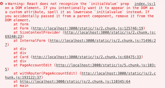 Warning: React does not recognize the `initialValue` prop on a DOM element. · Issue #23839 · ant ...