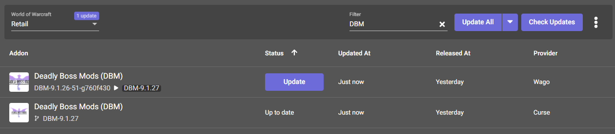 DBM install from wago results in broken detection after rescan · Issue #1095 · WowUp/WowUp · GitHub