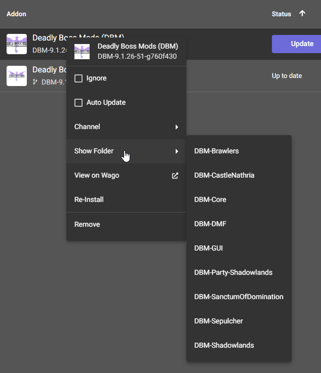 DBM install from wago results in broken detection after rescan · Issue #1095 · WowUp/WowUp · GitHub
