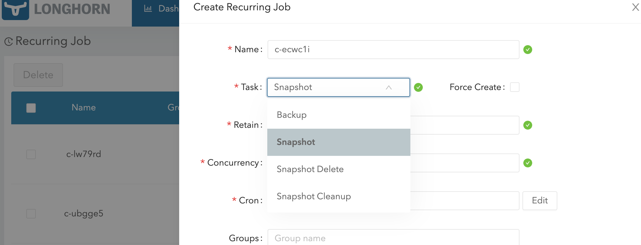 [BACKPORT][v1.3.3][IMPROVEMENT][UI] Recurring jobs create new snapshots while being not able to ...