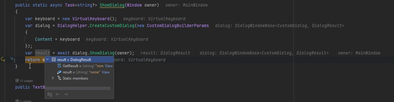 CustomDialog does not return the passed DialogResult · Issue #6774 ...