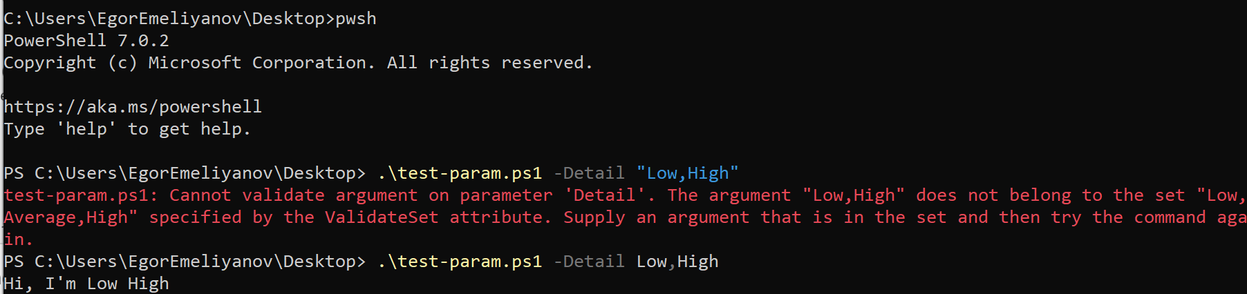 Validateset With Multiple Values Fails In Powershell 702 · Issue