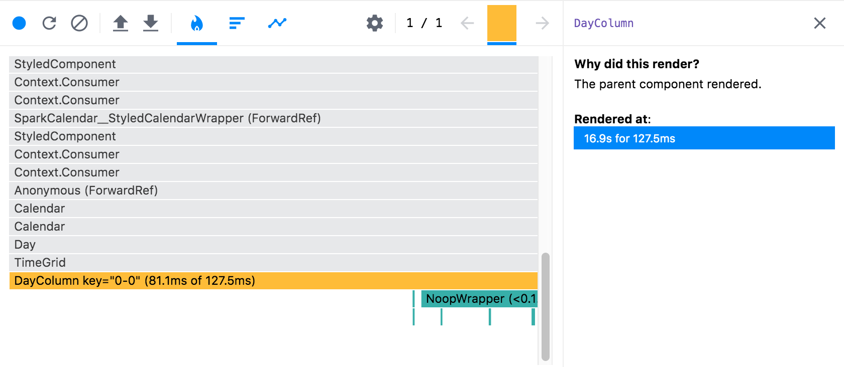 Putting the calendar in a container with overflow causes chronic re-render and massive slowdown ...