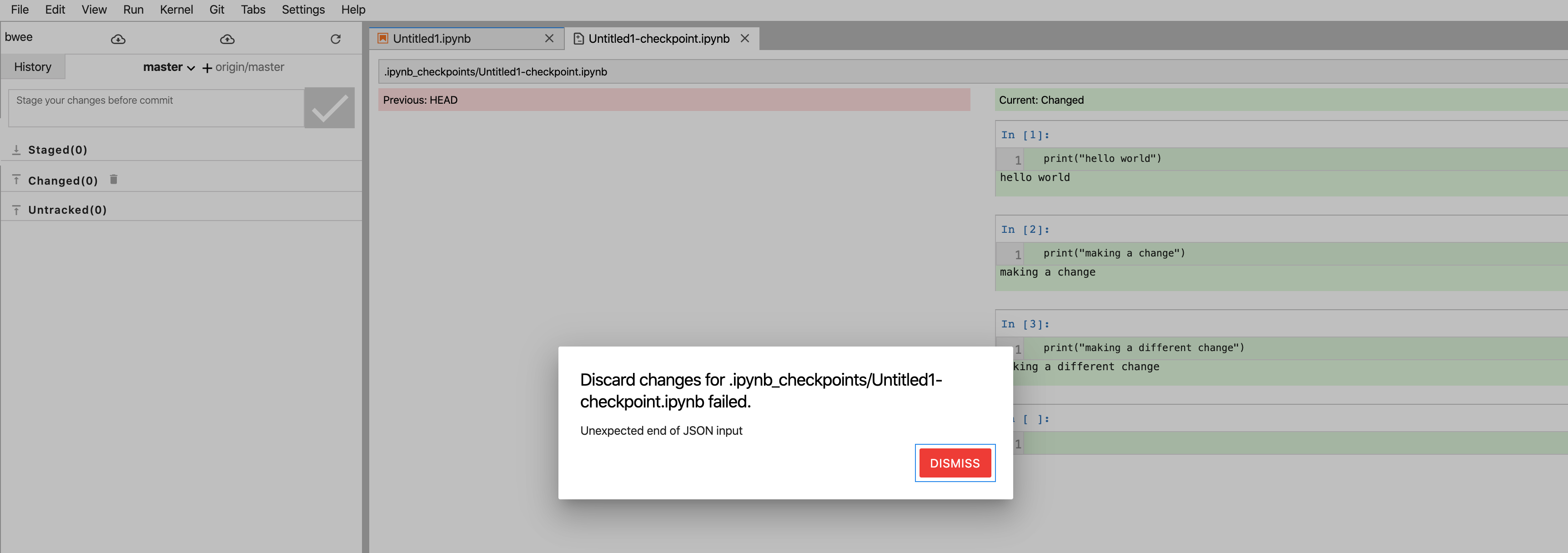 "Unexpected end of JSON output" error modal when discarding unstaged changes to notebook (.ipynb ...