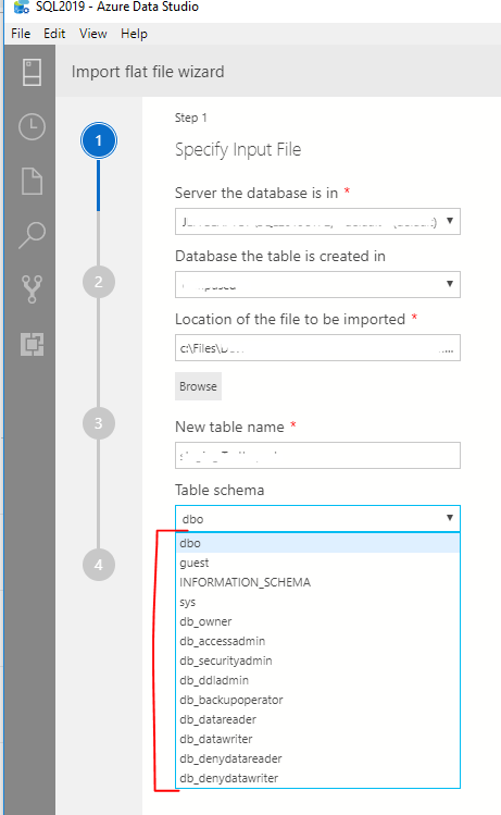 Import Flat File Wizard not loading existing database table schemas. · Issue #2796 · microsoft ...