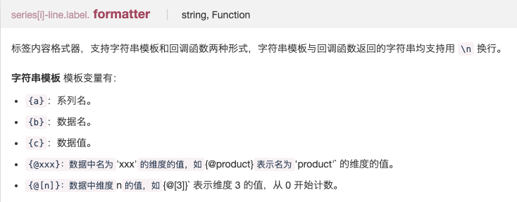 bug：Line的label_opts=opts.LabelOpts(formatter='{c}w') 画出来的{c}是数组，正确的应该是数值 · Issue #1398 ...