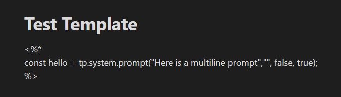 Multiline Prompt Not Working · Issue 1038 · Silentvoid13templater · Github 