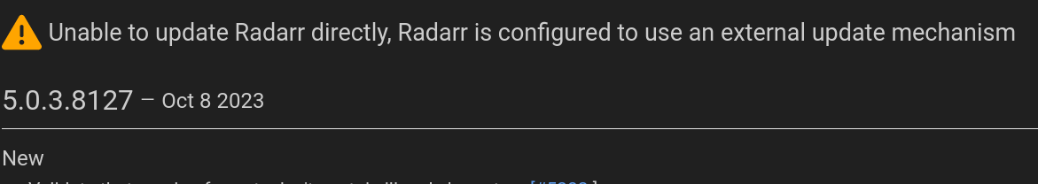 Radarr thinks it's running in docker when it isn't, and disables ...
