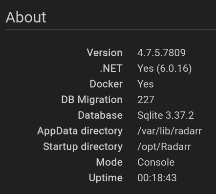 Radarr thinks it's running in docker when it isn't, and disables ...