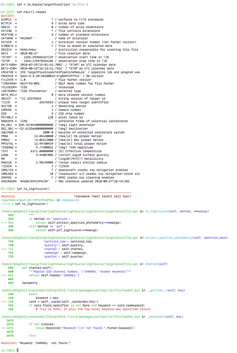 Bug Report: KeplerTargetPixelFile opens TESS Target Pixel Files · Issue ...