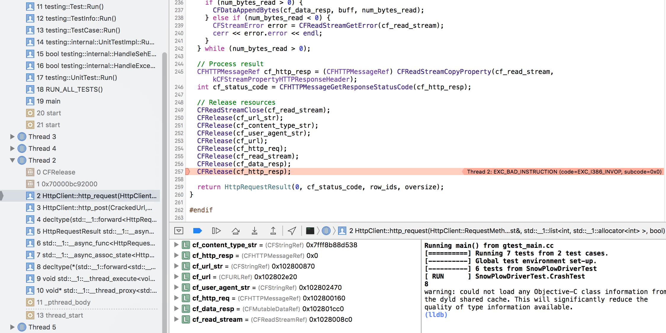 Crash in HttpClient::http_request when closing tracker right after initializing it [OSX] · Issue ...
