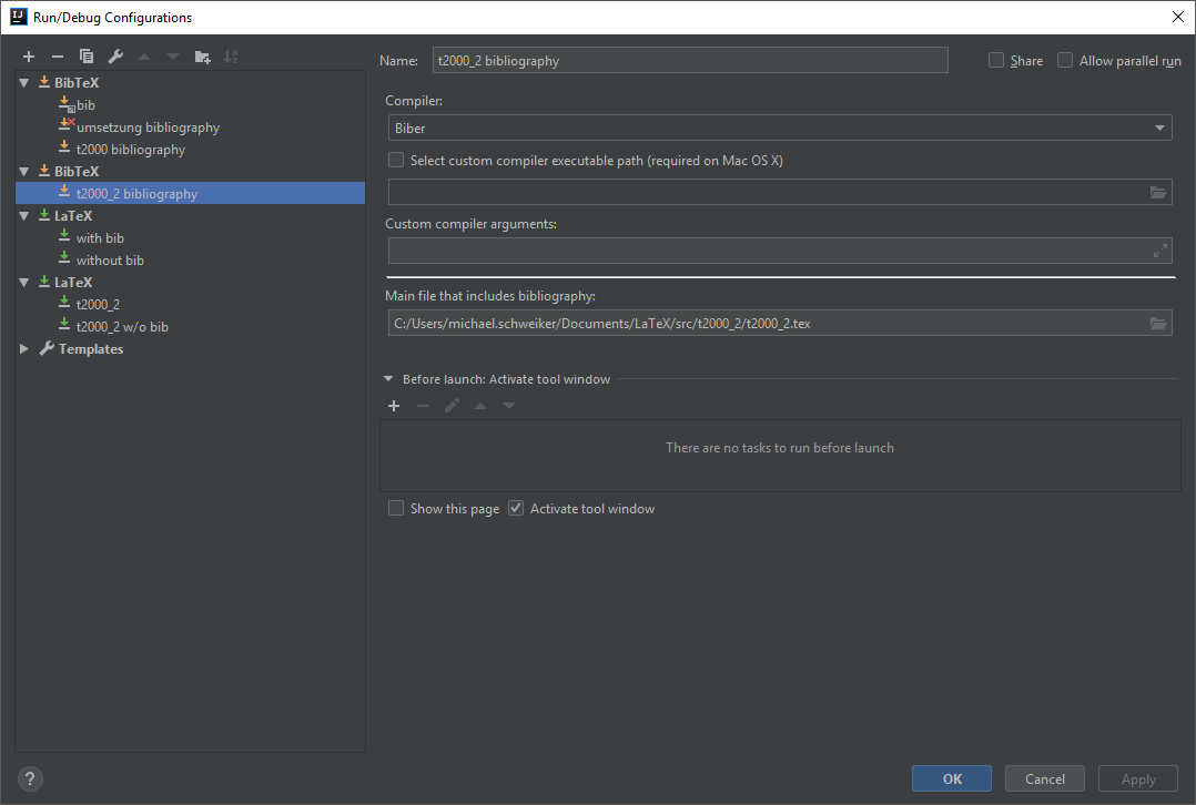Run configuration automatically re-enables bibtex when disabled ...