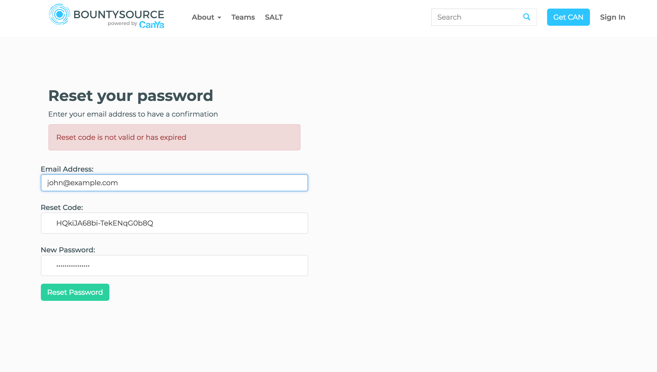 Trying to reset a password with an expired reset token should fail ...