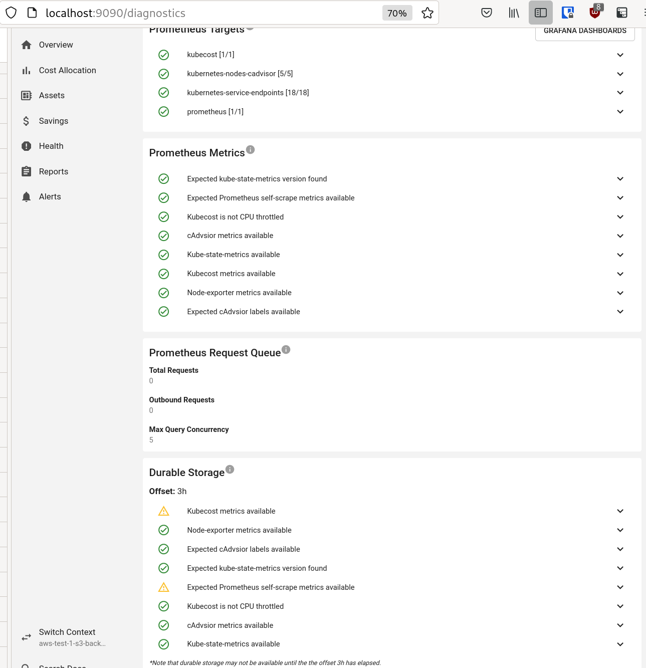 Add diagnostic check for Thanos blocks API · Issue #1606 · kubecost ...
