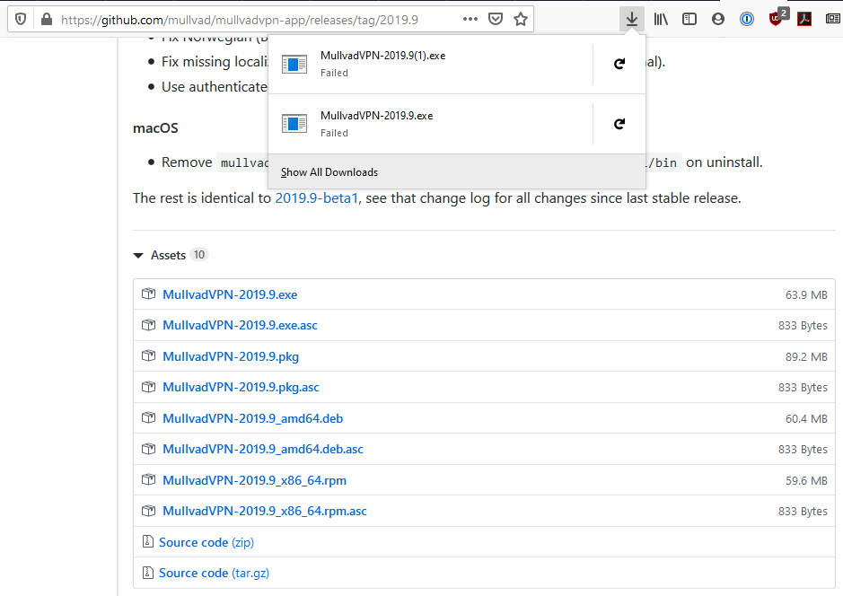 Windows client download keeps failing · Issue #1314 · mullvad/mullvadvpn-app · GitHub