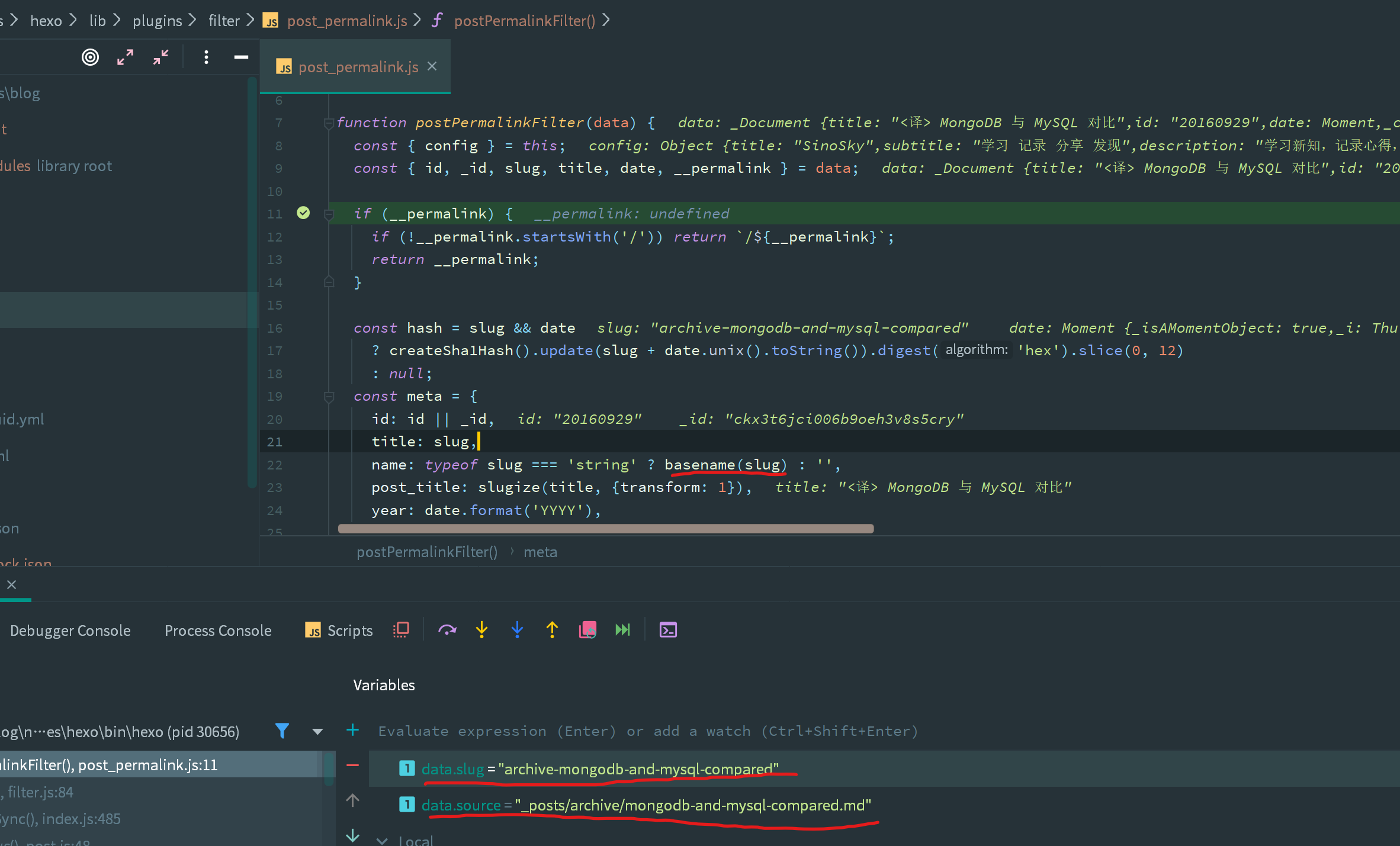 The value of `data.slug` in `postPermalinkFilter` is incorrect · Issue ...