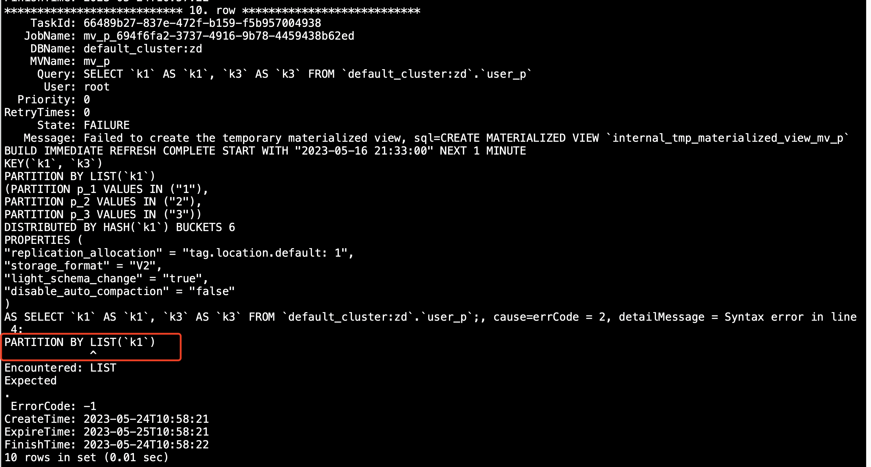 [Bug] create mtmv with partition error · Issue #20773 · apache/doris · GitHub
