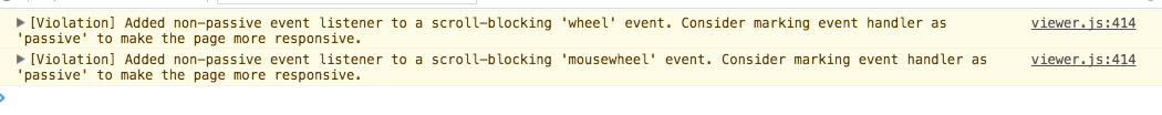网站使用被动事件侦听器以提升滚动性能 · Issue #102 · fengyuanchen/viewerjs · GitHub