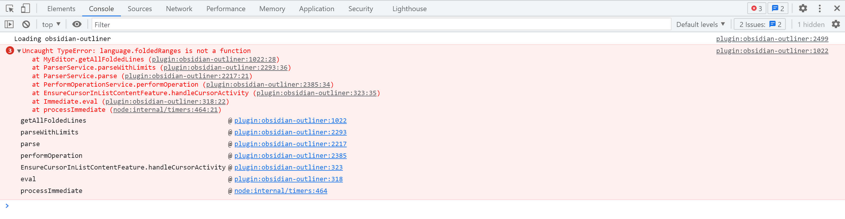 [BUG] Outliner stopped working (Uncaught TypeError: language.foldedRanges is not a function ...