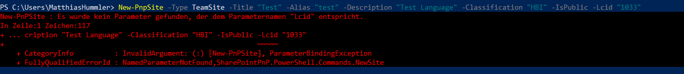 New-PnPSite -Lcid parameter not available · Issue #1681 · pnp/PnP-PowerShell · GitHub