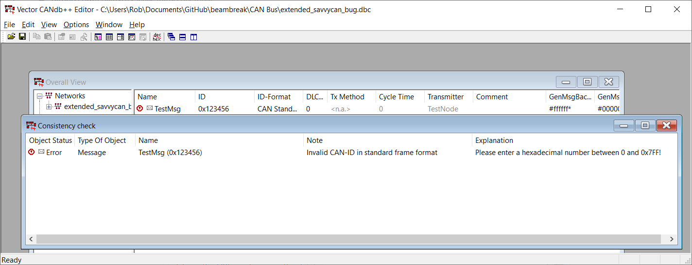 Creating a DBC file with an Extended CAN ID doesn't set the Extended bit in the ID · Issue #235 ...