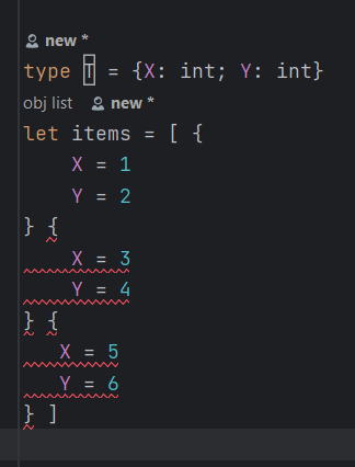 Multiple records in a list are not aligned · Issue #2445 · fsprojects/fantomas · GitHub