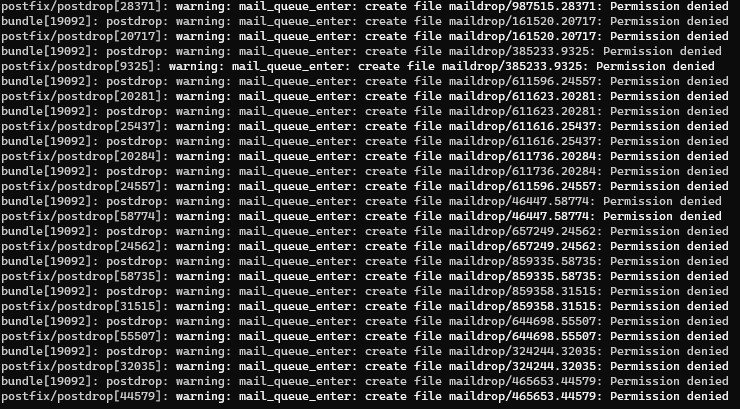 postfix/postdrop warning: mail_queue_enter: create file maildrop: Permission denied · Issue ...