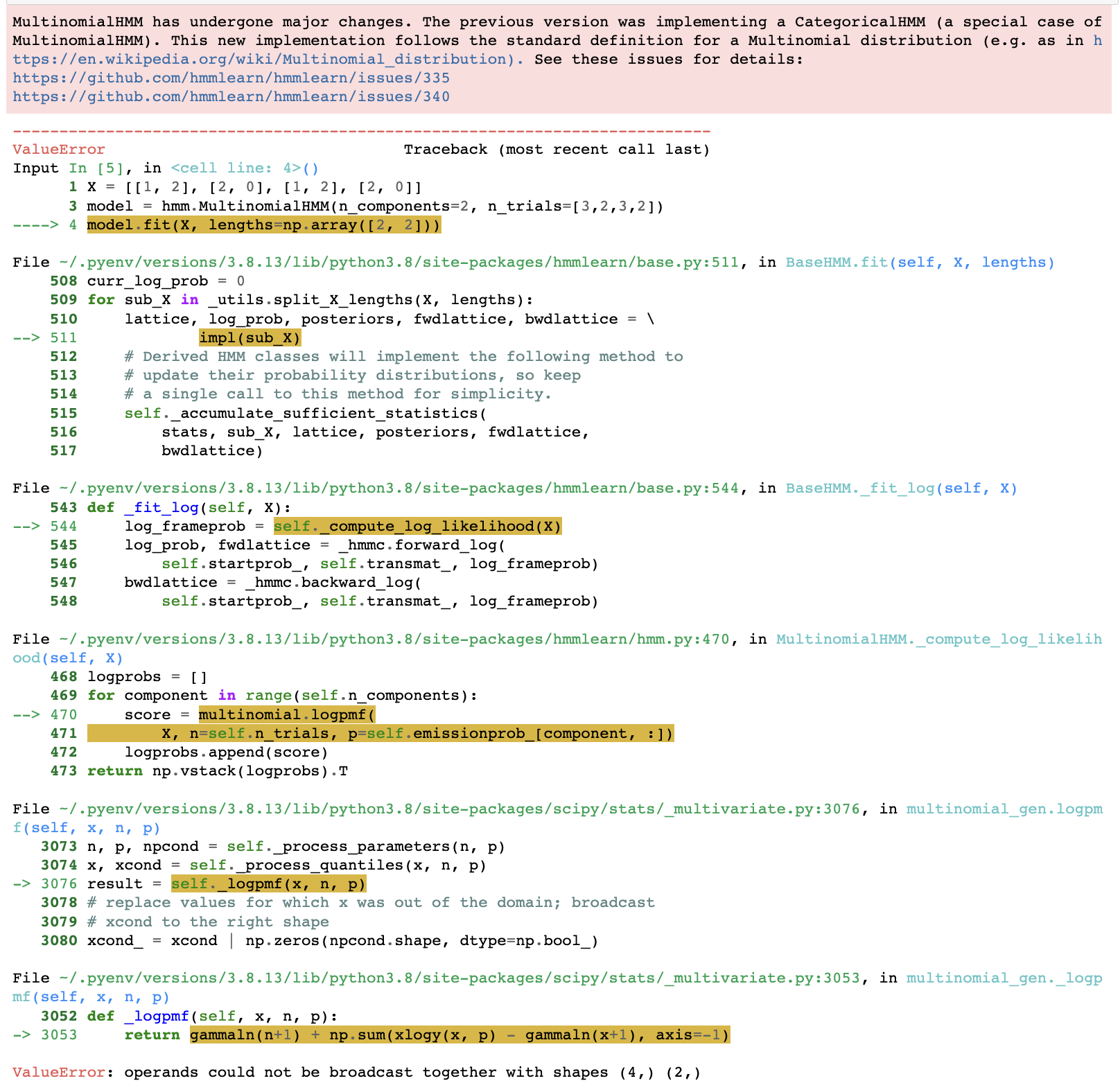 Problem with Multinomial when setting both n_trials and lengths · Issue ...