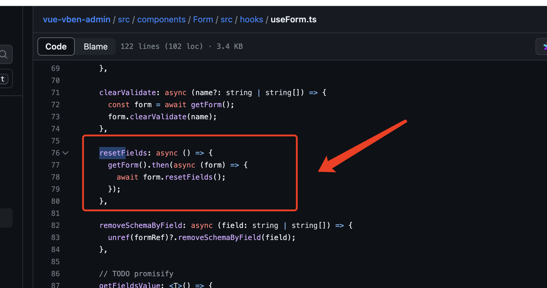 关于form的 resetFields 不生效问题 · Issue #2832 · vbenjs/vue-vben-admin · GitHub