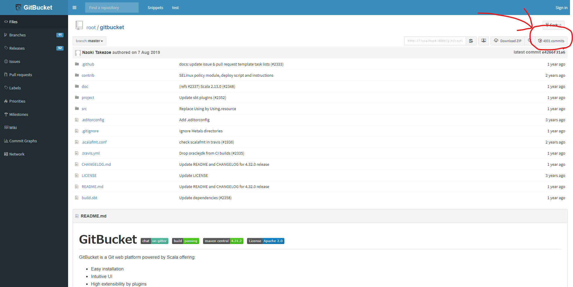 Missing commit overview · Issue #2512 · gitbucket/gitbucket · GitHub