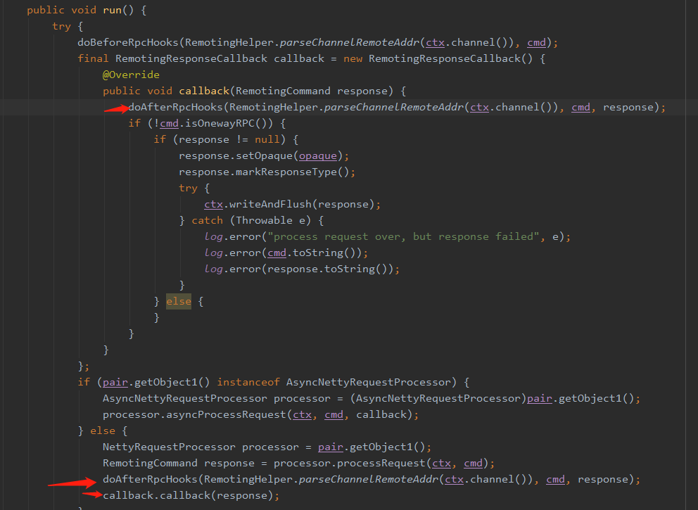 Call doAfterRpcHooks() repeatedly in NettyRemotingAbstract#processRequestCommand · Issue #1931 ...