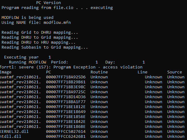 Forrtl Severe 157 Program Exception Access Violation · Issue 1 · Spark Brcswat Modflow3 