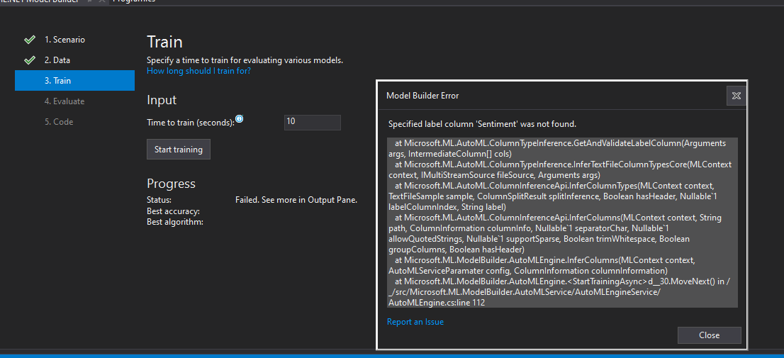 Model Builder Errror · Issue #763 · dotnet/machinelearning-modelbuilder · GitHub
