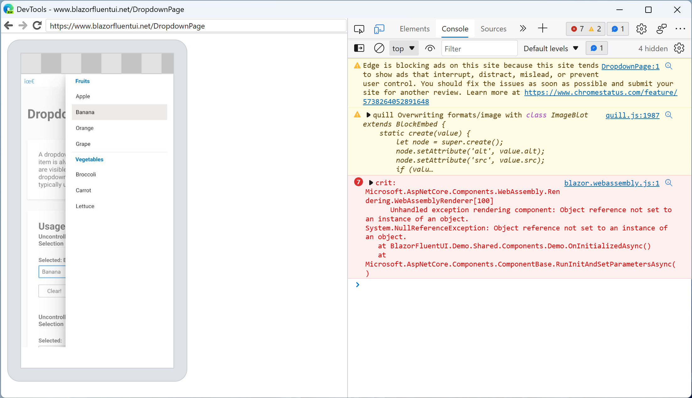 App hangs when opening a page with dropdown component on Android Edge · Issue #381 ...