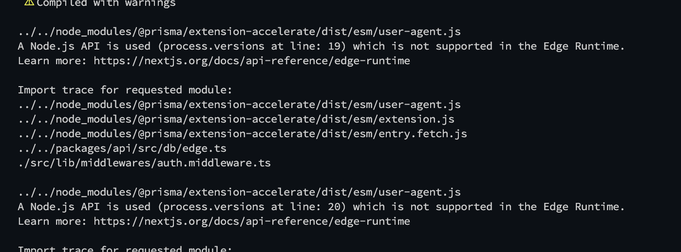 Error with Prisma Accelerate at the edge using unsupported Nodejs api · Issue #21463 · prisma ...