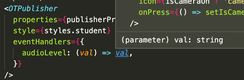 Incorrect Type For Otpublishereventhandlers Audiolevel Issue 555