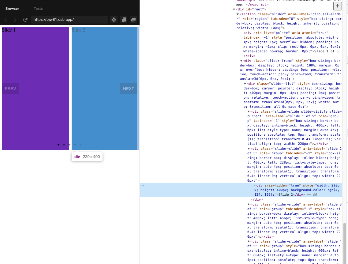 When multiple slides are in view, visible slides are still `aria-hidden` · Issue #847 ...