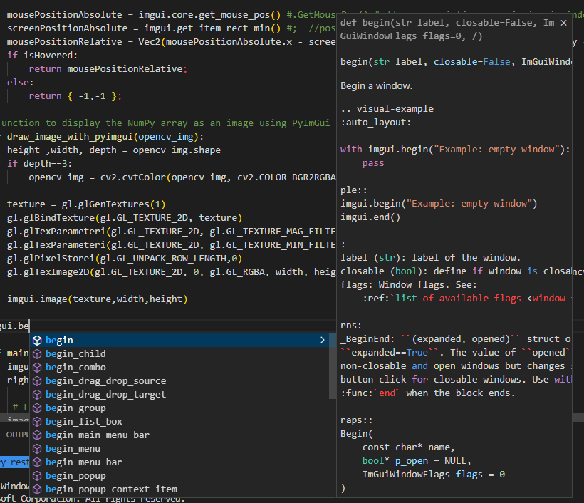 Pyimgui Public Interfaces Enables Ide Autocomplete · Issue 263 · Pyimgui Pyimgui · Github